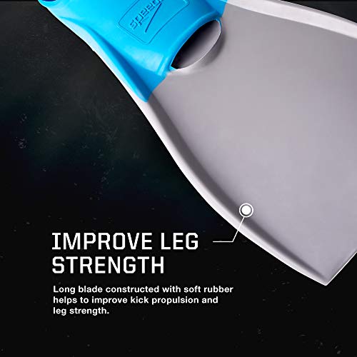 Speedo unisex Rubber Long Blade training swim fins, Black/Grey, XL - Men s Shoe size 10-11 Women Shoe 11.5-12.5 US
