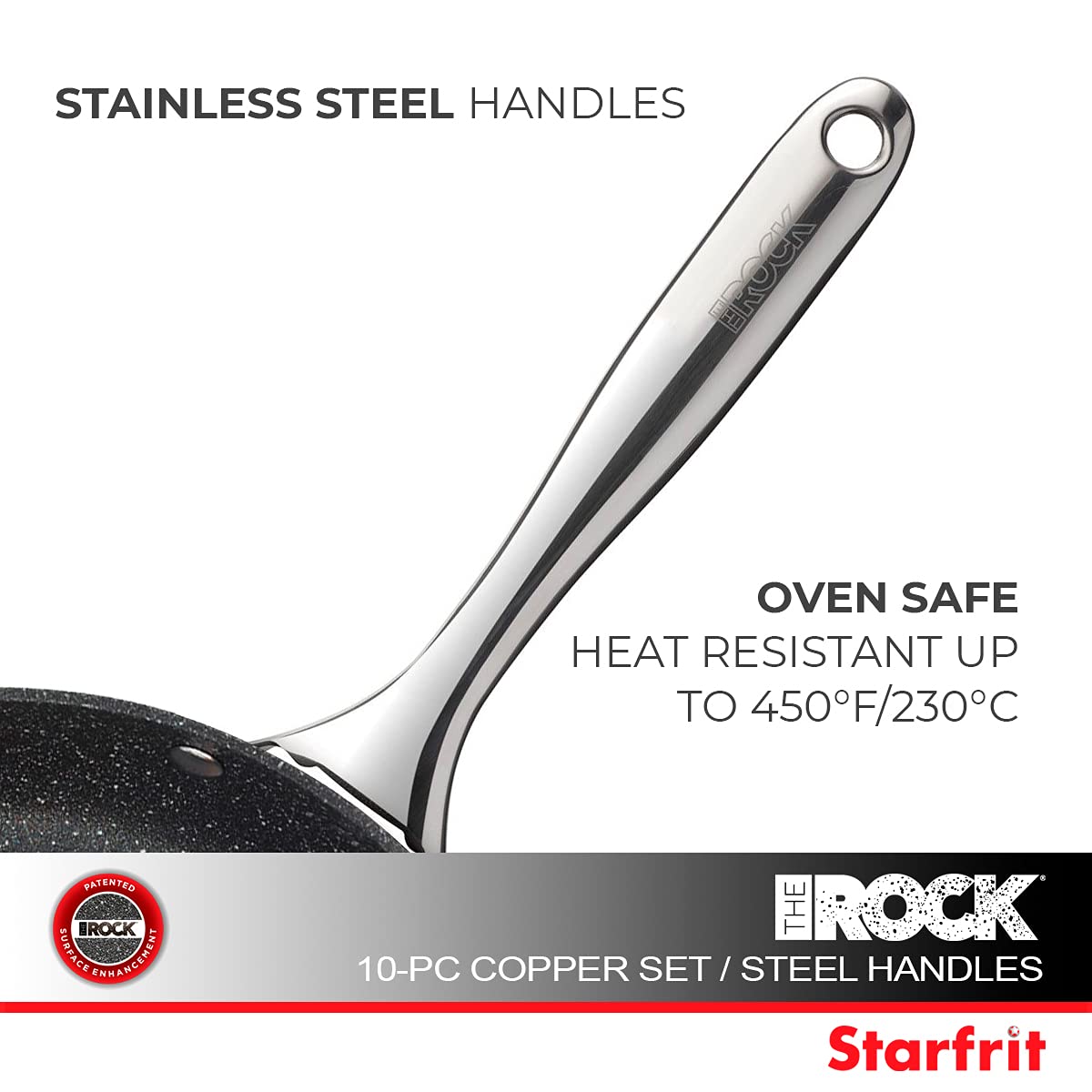 Starfrit The Rock 030910-001-STAR 10-Piece Copper Cookware Set, Black, 26.7in x 15.1in x 9.5in