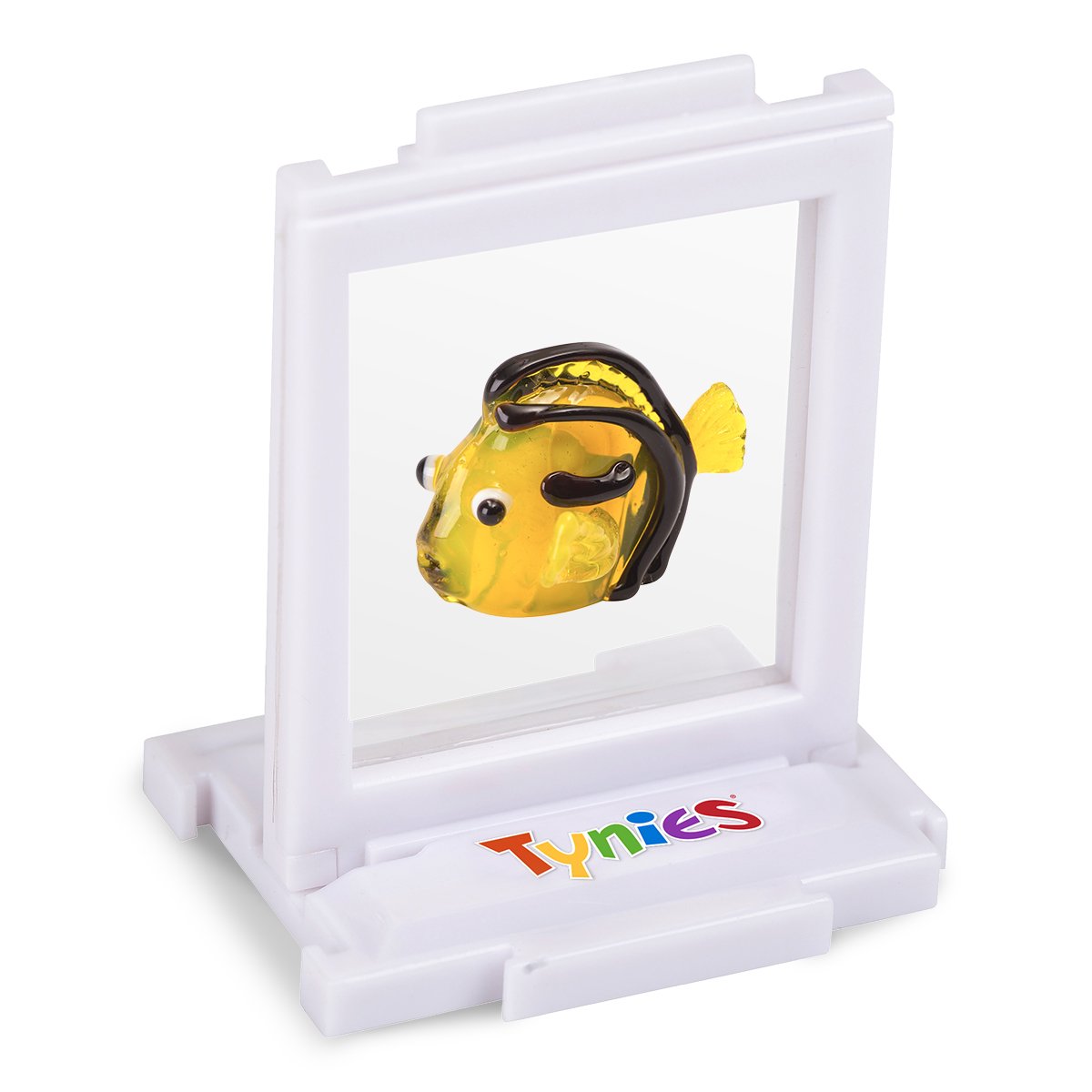 Tynies Handmade Glass Figurine with Collector's Frame - Dora Blue Hippo Tang Fish - Yellow1.9" x 1.6" x 1.2"