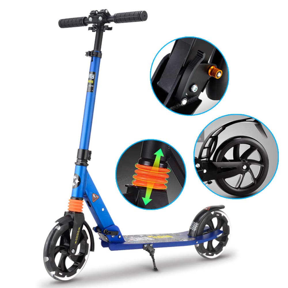 Scooters for Adults Big Wheels, Kick Scooter Adult Folding, Foot Brake System, Front Wheel Shock Absorption, Support 220 Lbs Weight, Suitable for Campus and City Trips(Non-Electric)