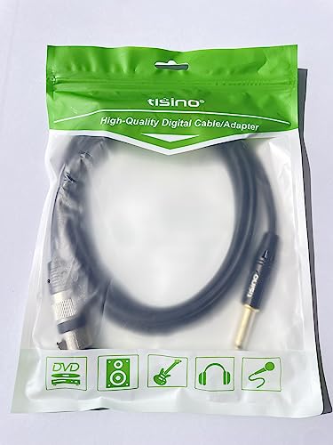 tisino Female XLR to 1/4 (6.35mm) TS Mono Jack Unbalanced Microphone Cable Mic Cord for Dynamic Microphone - 10 FT/3 Meters