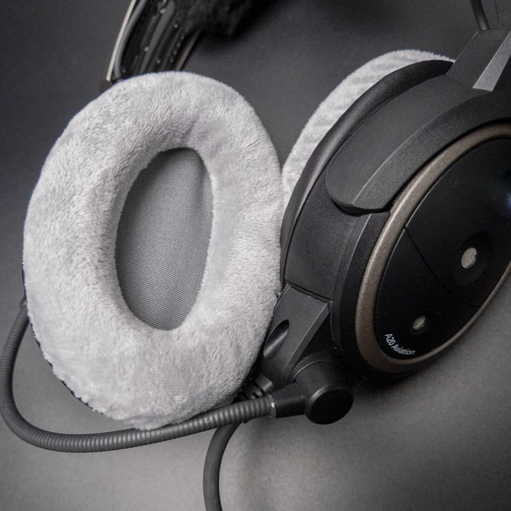 Voarmaks Soft Velvet Nap Velour Ear Pads Grey Foam Cushions Replacement EarPads Compatible with Bose A20 X A10 Aviation Headset for Comfortable Extended Wear