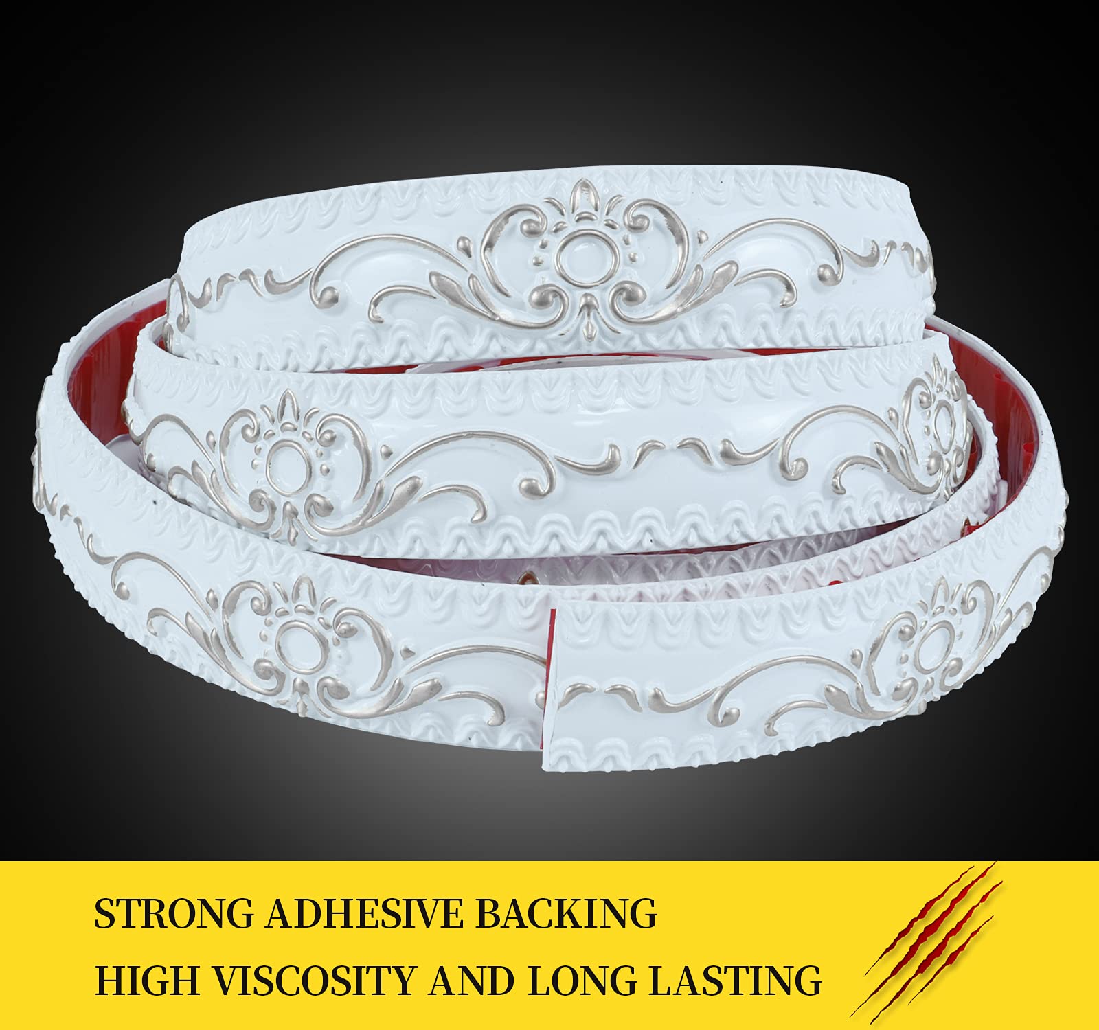 Yuzzy Self-Adhesive Flexible Molding Trim Wall Trim, 16.4 Feet x 1.4 inch Peel and Stick Crown Molding Ceiling Molding Mirror Frame Trim(White)
