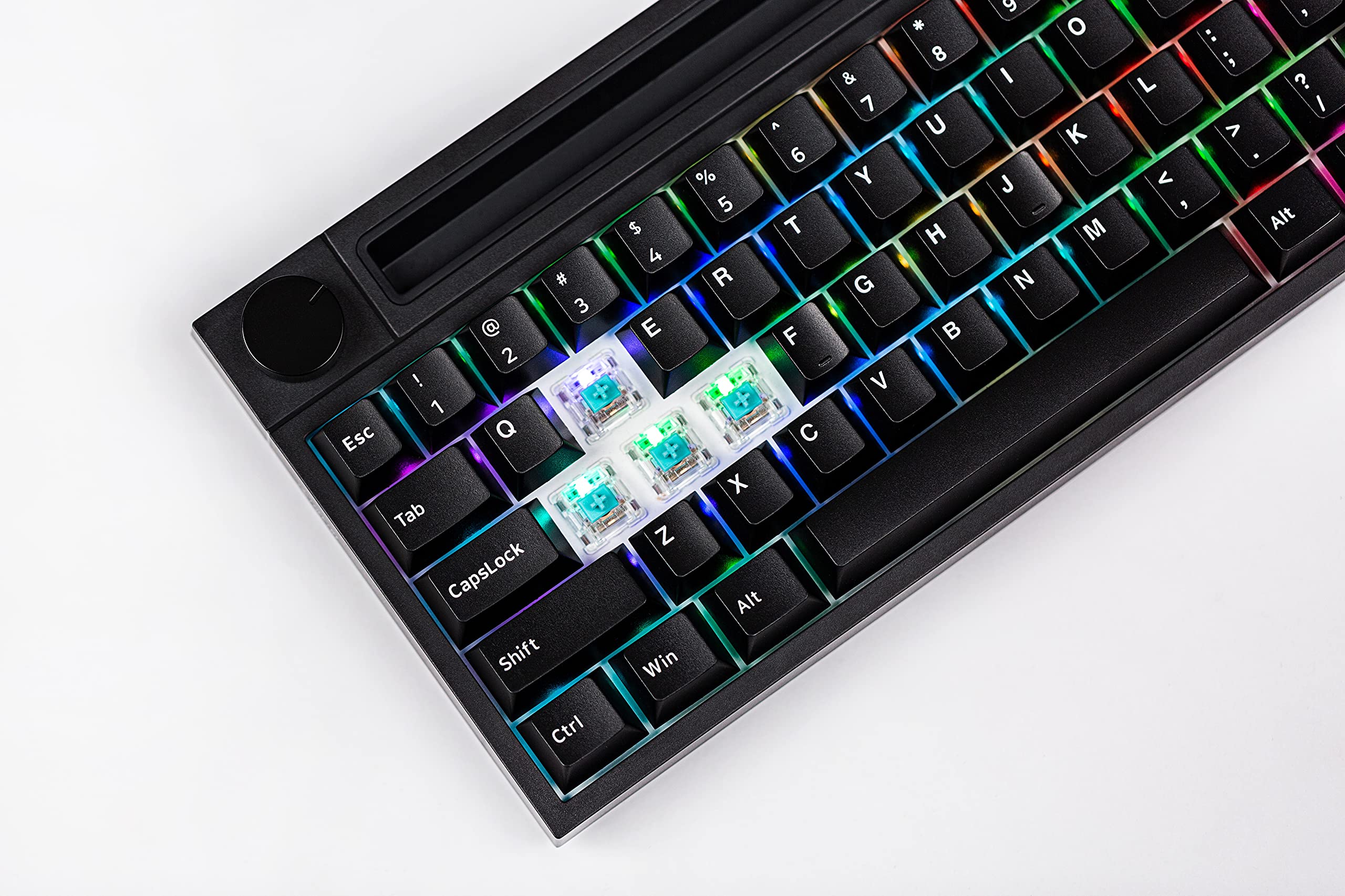 YUNZII Ajazz K620T Wireless Mechanical Keyboard with Integrated Stand Phone Holder with 61 Keys,RGB Backlit, Volume Botton, and PBT Keycaps for Win/Mac/Gaming (Pink Switch, Black)
