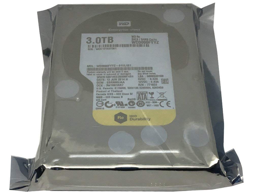 Western Digital RE WD3000FYYZ 3TB 7.2K RPM 64MB Cache 6Gb/s SATA 3.5" Enterprise HDD (Renewed)