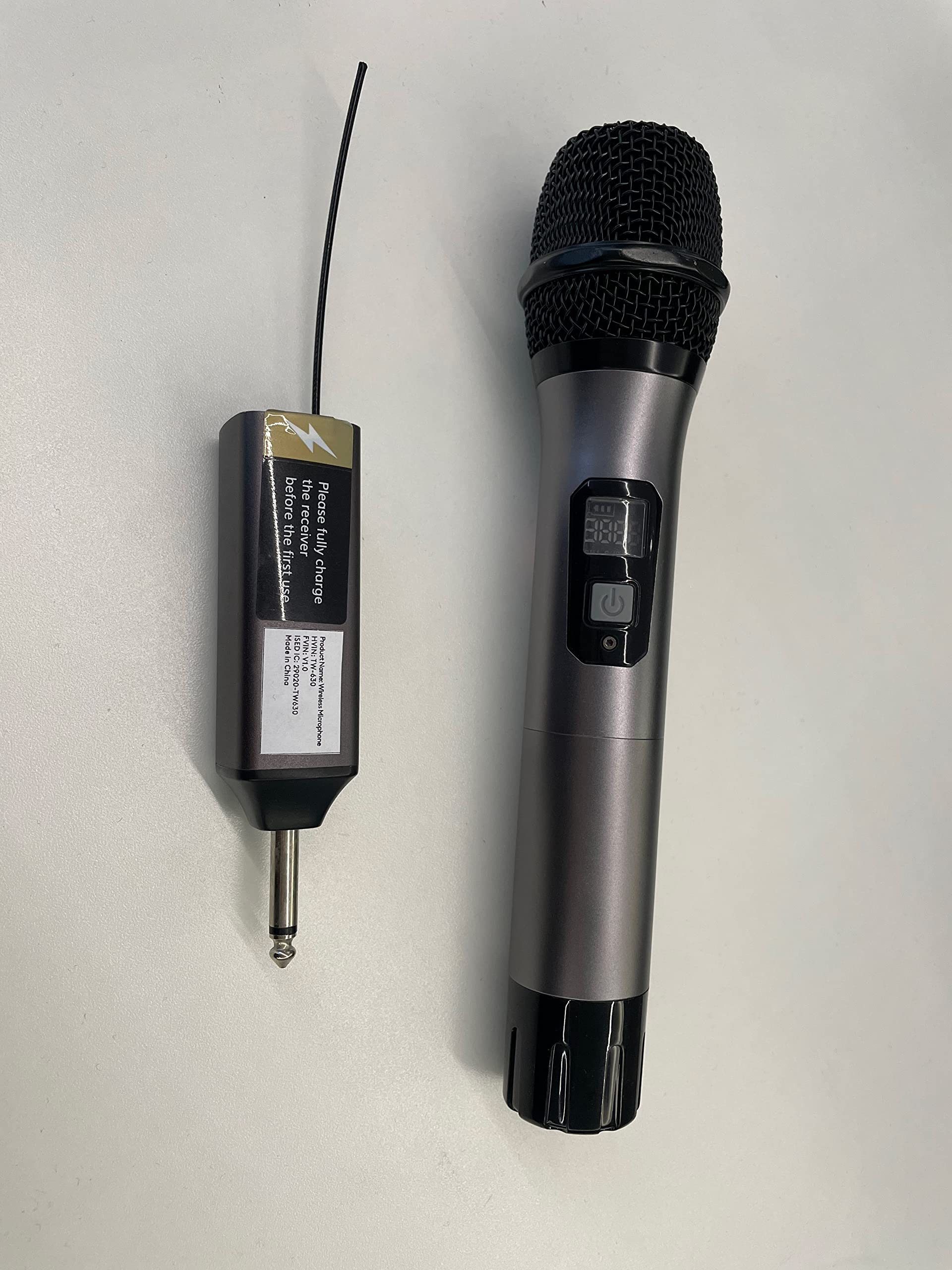 TONOR Wireless Microphone, UHF Metal Cordless Handheld Mic System with Rechargeable Receiver, for Karaoke, Singing, Party, Wedding, DJ, Speech, 200ft (TW620), Grey