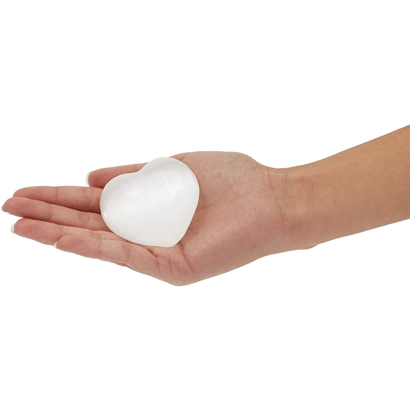 WellBrite Healing Crystals, Selenite Hearts (2 x 2.75 Inches, 2 Pack)