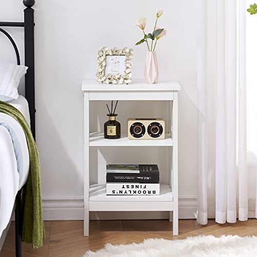 VECELO Modern Nightstands X-Design Side End Table Night Stand with Storage Shelf for Bedroom,Living Room,Set of 2 (White A2)
