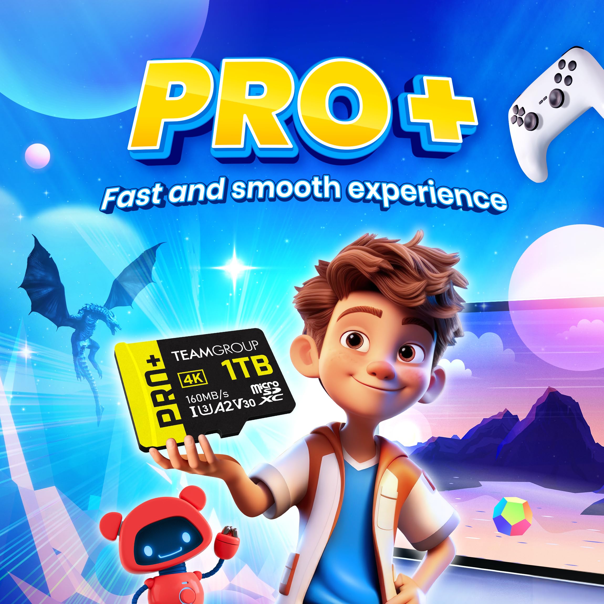 TEAMGROUP A2 Pro Plus Card 256GB Micro SDXC UHS-I U3 A2 V30, Read/Write up to 160/110 MB/s for Nintendo-Switch, Gaming Devices, Tablets, Smartphones, 4K Shooting, with Adapter TPPMSDX256GIA2V3003
