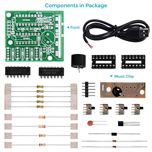 WHDTS 16-Sound Music Box DIY Kit Module w/USB Cable Learning Electronics Practice Soldering DIY Kits for Students Beginner