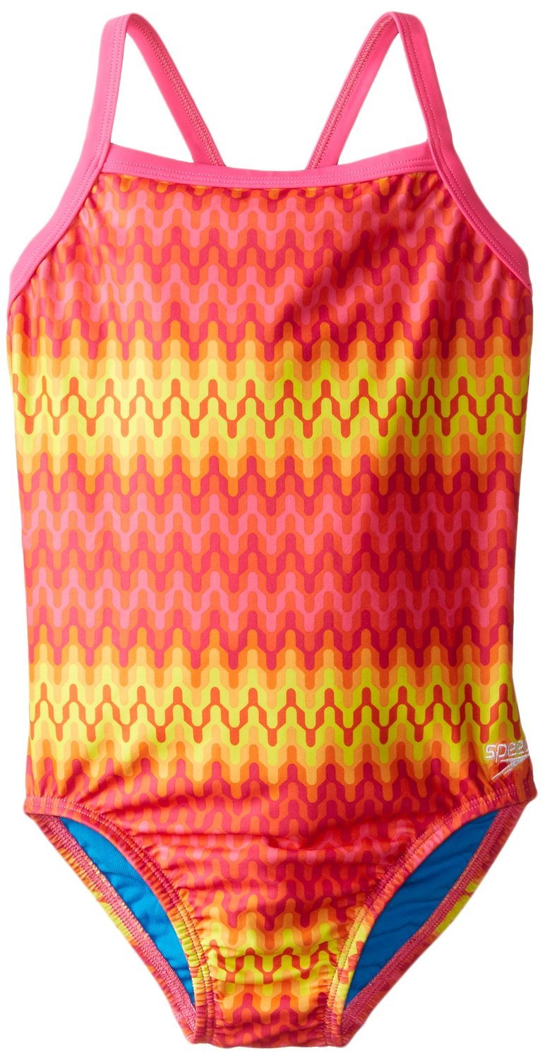 Speedo Women's Flipturns Geo Genie Propel Back Swimsuit (28) Pink