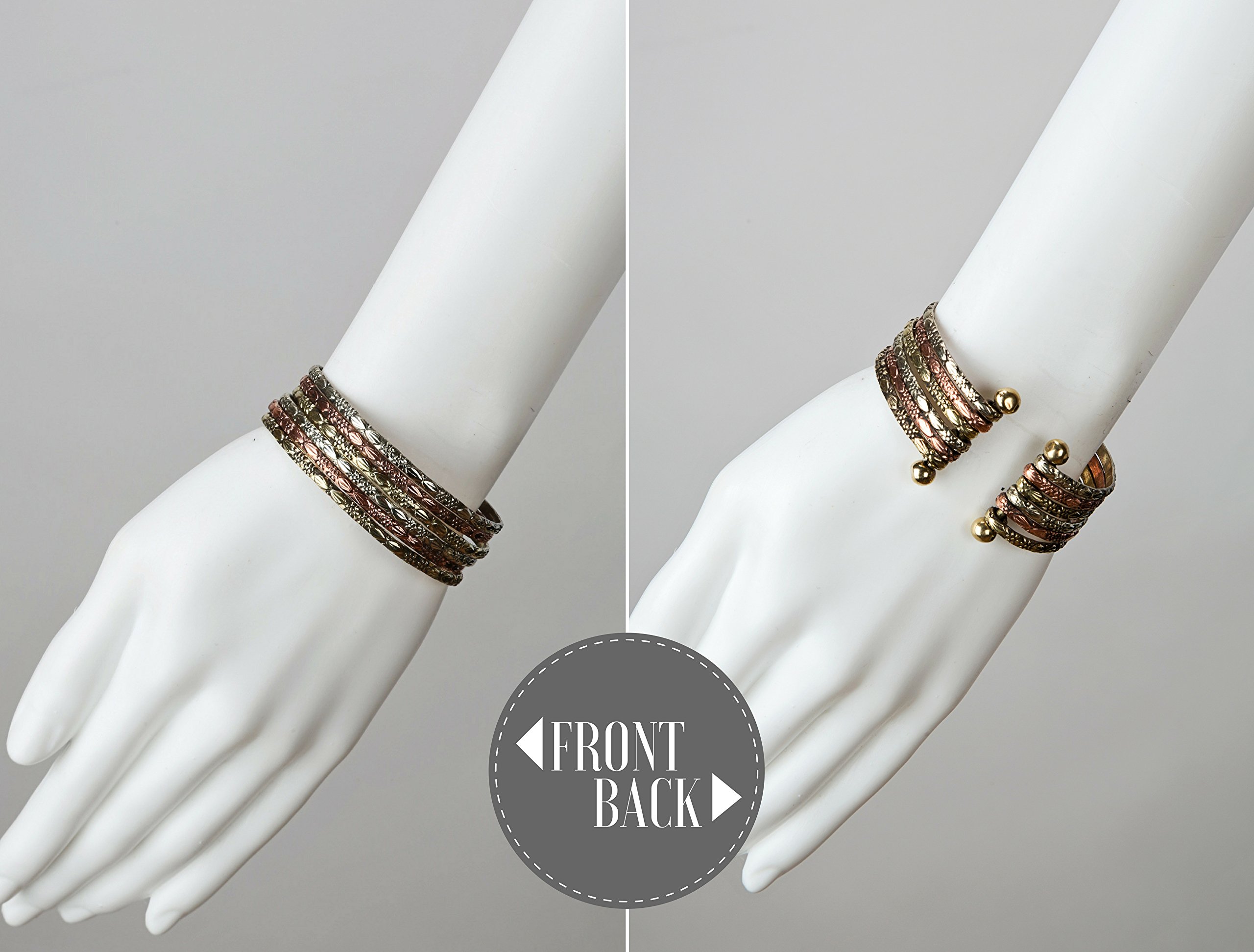SPUNKYsoul New! Boho Metal Cuff Bangle Bracelets for Women in Silver Gold or Multi Toned Copper l Collection (Gold 18 Line)