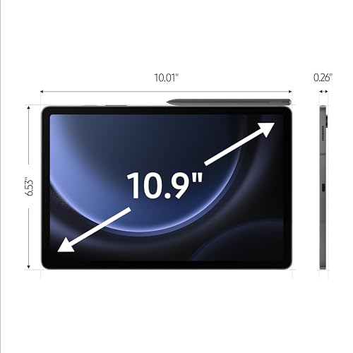 SAMSUNG Galaxy Tab S9 FE Wi-Fi 10.9β 128GB Android Tablet + Free smart book cover, IP68 Water- and Dust-Resistant, Long Battery Life, Powerful Processor, S Pen, 8MP Camera, US Version, 2023, Graphite