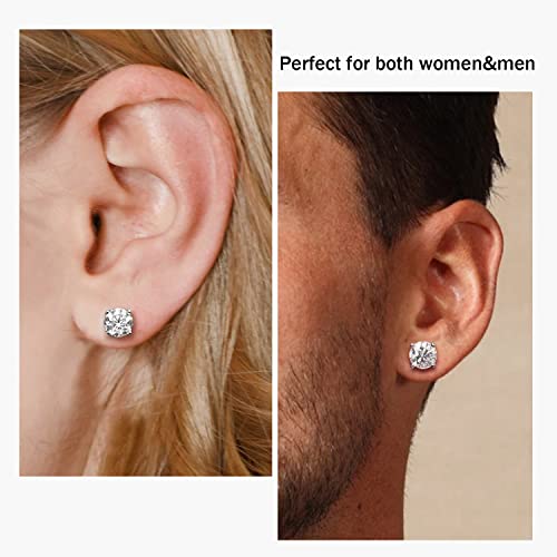 YODEWA Moissanite Stud Earrings for Women 925 Sterling Silver Hypoallergenic Flat Back 1 Pair DEF Color Lab Created Brilliant Round Moissanite Diamond Earrings (Silver 1CT)