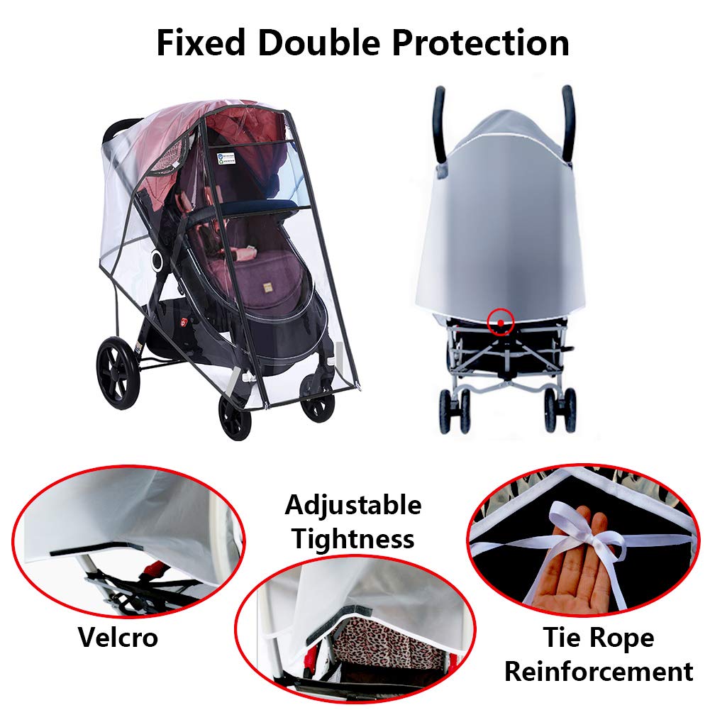 Universal Baby Stroller Rain Cover, Double Zipper with Eye Screen,Windproof,Dustproof, Rain and Snowproof Stroller Cover,Ventilated High-Definition Transparent Baby Travel Windproof and Insect Cover