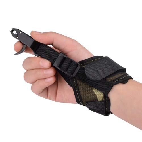 YLSIO Archery Compound Bow Quick Shot Release Buckle Strap Black Trigger Caliper Shooting Left & Right Hand for 65 lbs Maximum