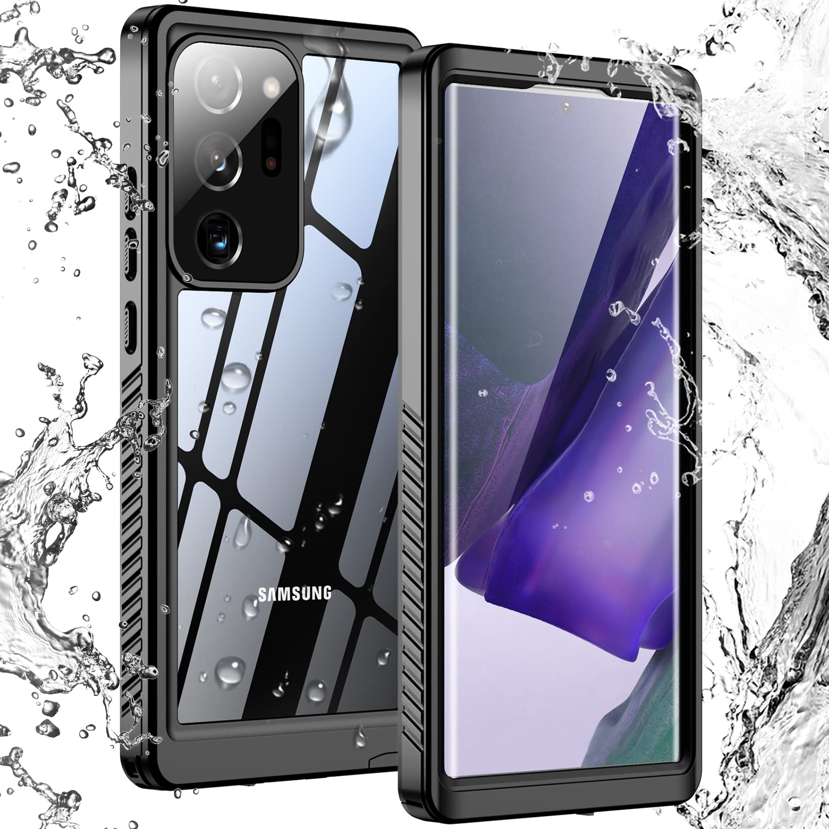 Temdan for Samsung Galaxy Note 20 Ultra Case Waterproof, Built in Screen Protector 360° Full Body Heavy Duty Shockproof IP68 Waterproof Note 20 Ultra Case for Samsung Note 20 Ultra 5G 6.9" Black