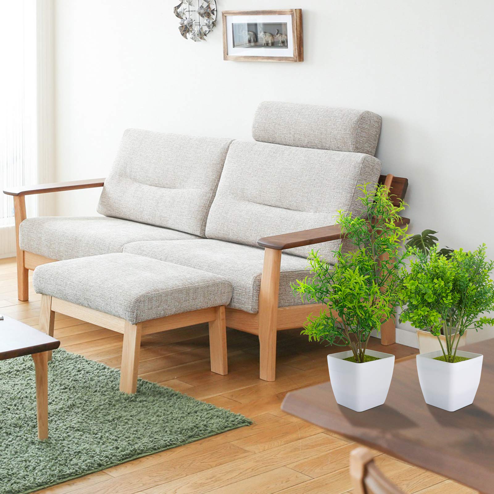 YOLETO 2Pack Fake Plants for Home Decor Fall Small Mini Potted Artificial Plant for Bathroom Kitchen Office Desk Shelf Farmhouse Greenery Decoration