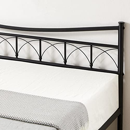 VECELO Queen Size Bed Frames, Heavy Duty Metal Bedframe with Vintage Headboard and Footboard, Mattress Foundation/No Box Spring Needed/No Noise/Easy Set Up, Black