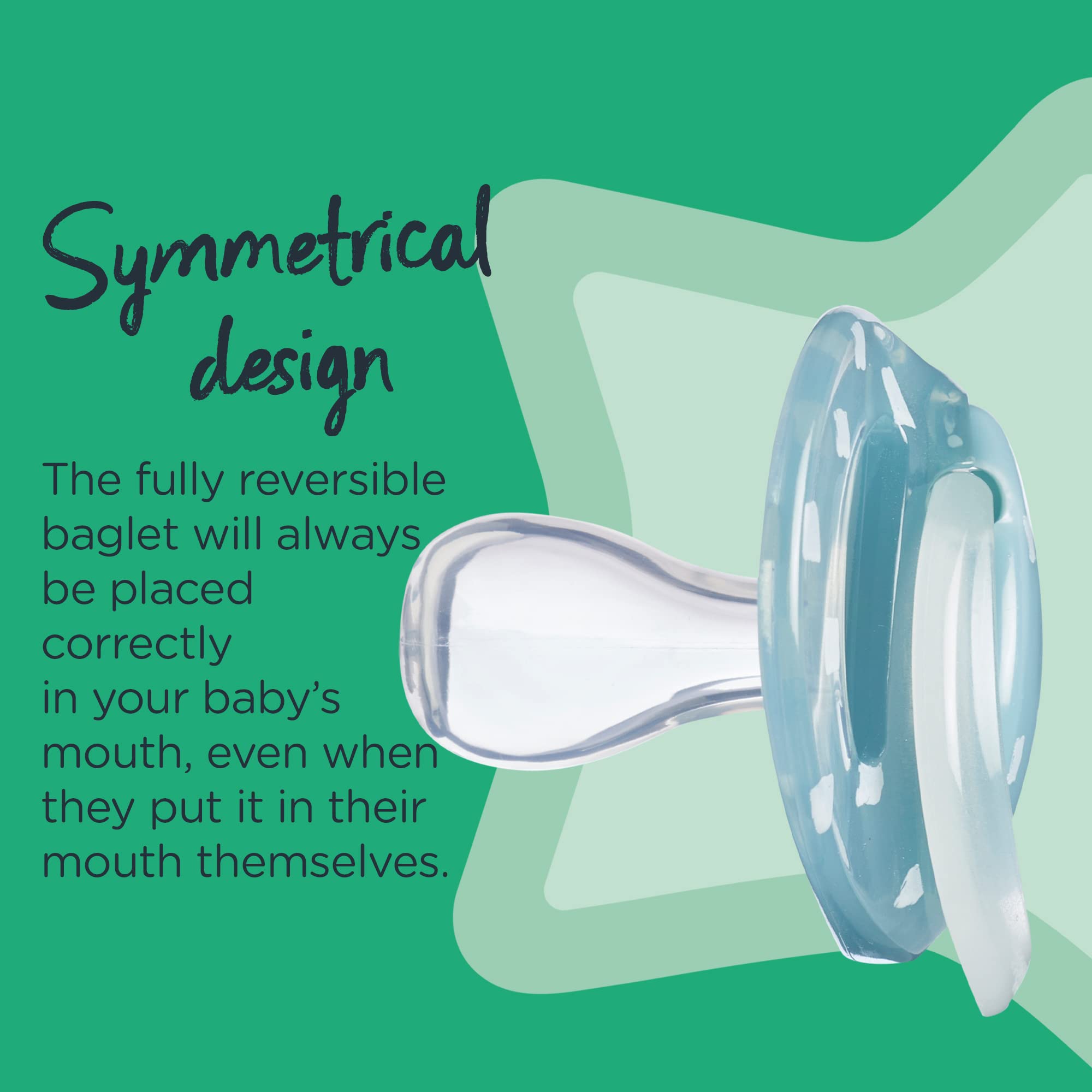 Tommee Tippee Night Time Glow in The Dark Pacifiers, Symmetrical Design, BPA-Free Silicone Binkies, 6-18m, 2-Count, Colors and Designs May Vary