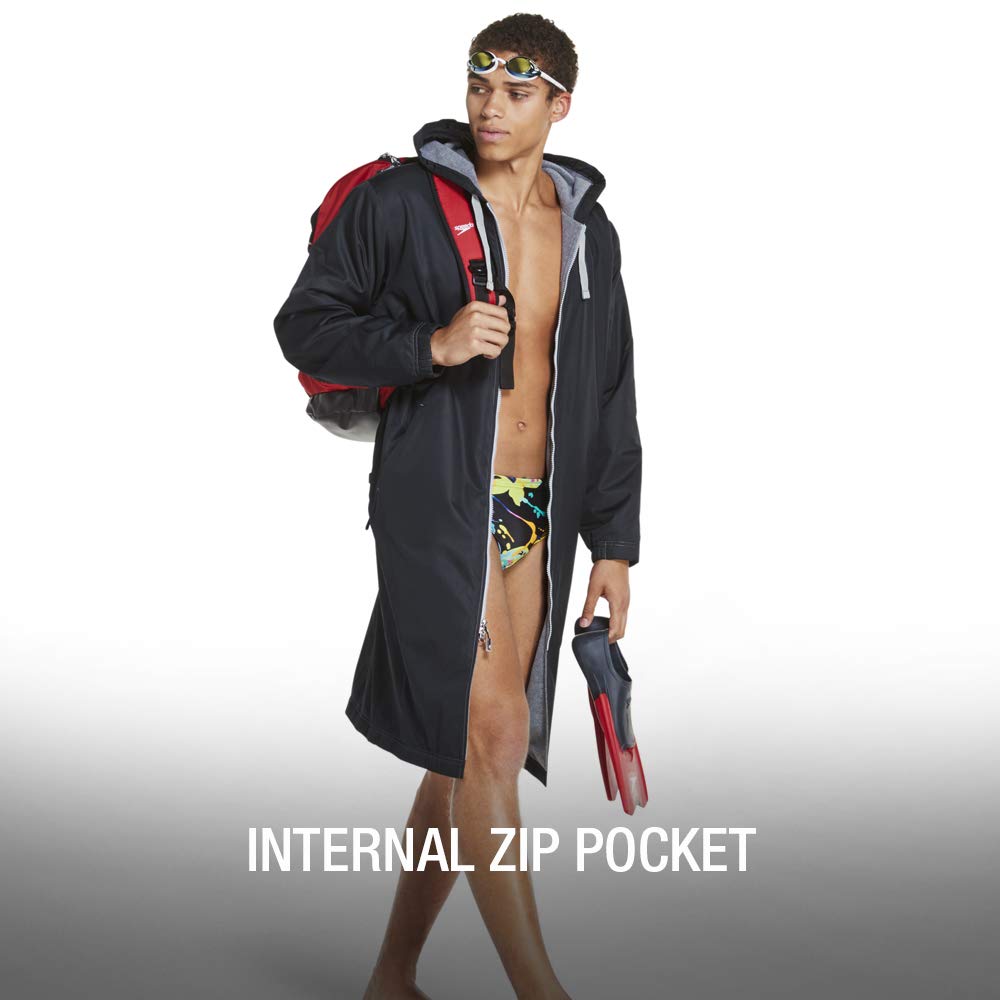 Speedo womens Parka Jacket Fleece Lined Team Colors Swimsuit, Speedo Black, Small US
