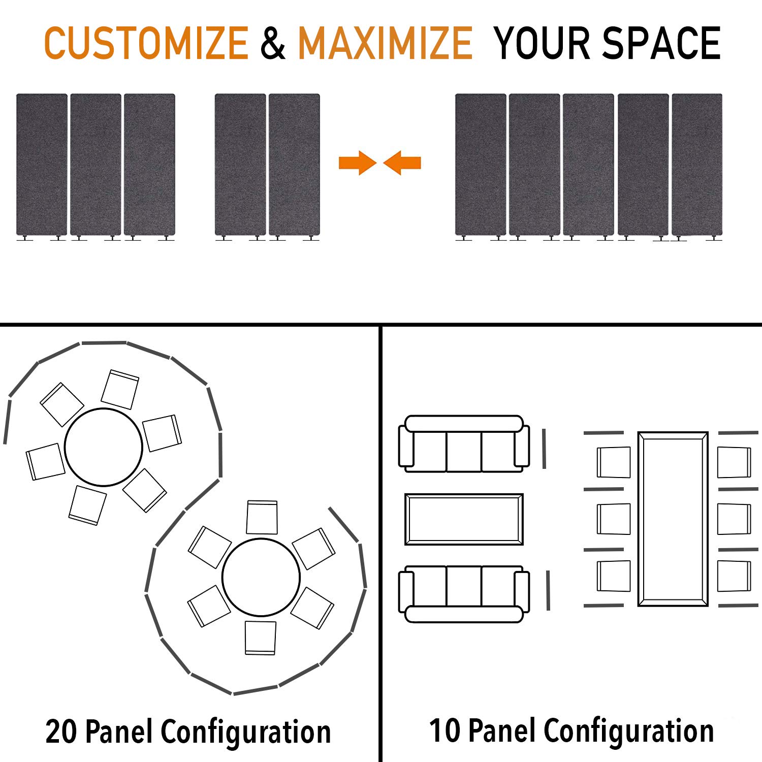Stand Steady Freestanding Privacy Panels Stand Steady Room Dividers Stand Steady Single Zip Panel in Slate Gray 10 Pack (Single Panel) (Single Panel)