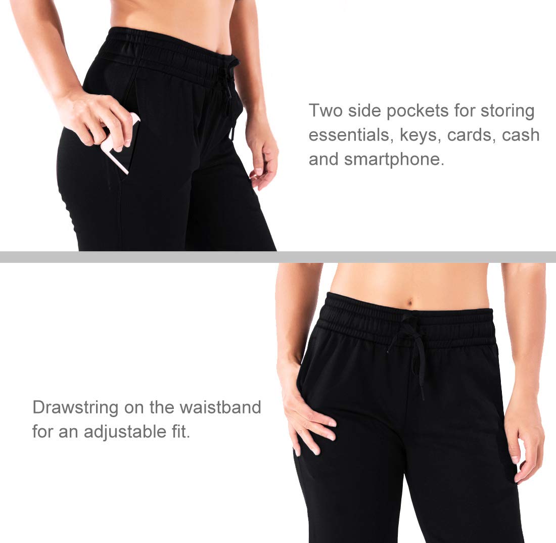 Yogipace Extra Tall Women's Water Resistant Thermal Fleece Pants Winter Lounge Running Sweatpants with Pockets,37",Black,M