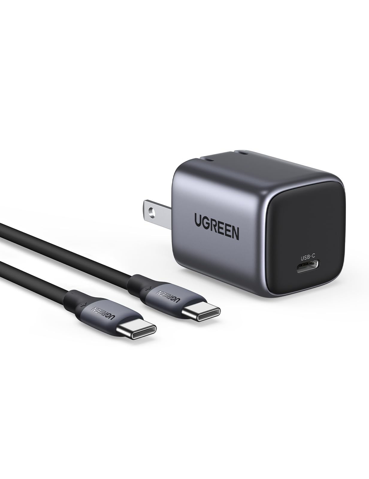 UGREEN Nexode 30W USB C Charger with 60W USB C Cable, iPhone 15 Charger Foldable GaN PPS Compact Fast Wall Charger Block for iPhone 15/14, Galaxy S24 Ultra/S23, Pixel 8 Pro, MacBook Air, iPad Pro