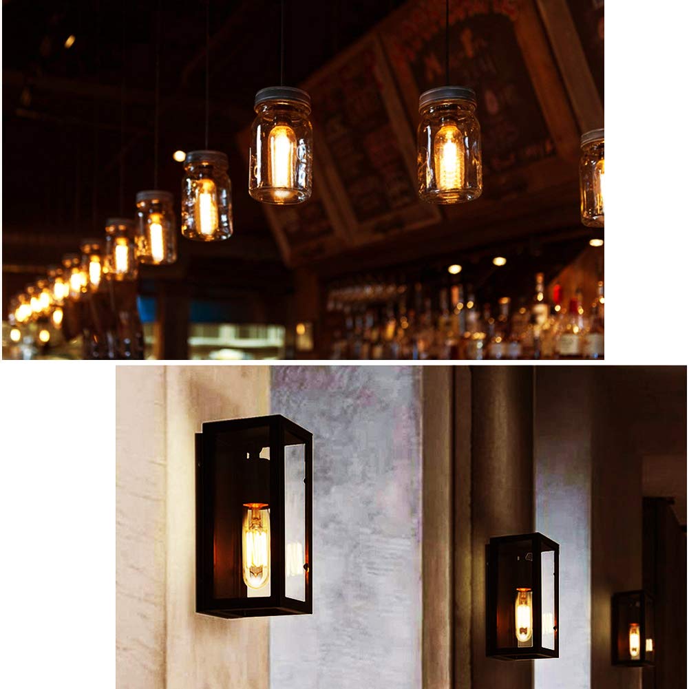 Vintage LED Edison Tubular Light Bulbs, Dimmable, E26 Base, 60W Equivalent, T10 T30, 6W 480 Lumens, 2200K Soft White, Flicker-Free Lighting for Chandeliers and Industrial Wall Sconces, 4 Pack