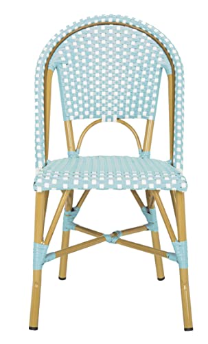 Safavieh Home Collection Hooper Indoor-Outdoor Stacking Side Chairs | Teal & White | Set of 2