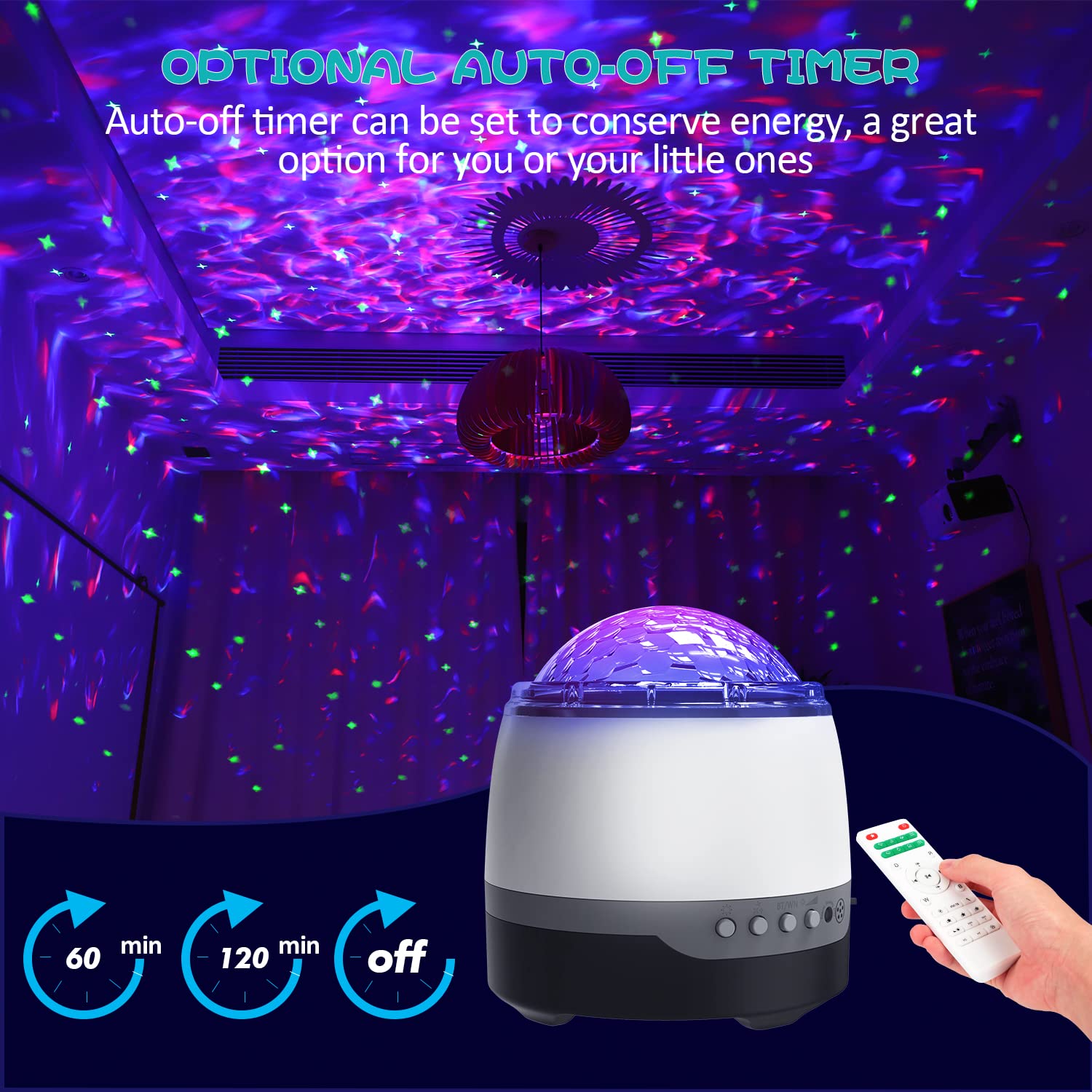 Star Projector,Galaxy Projector Night Light for Kids,Sleeping Soothing White Noise Sound Machine with Remote,Music Speaker,8 Soother Sounds,Timer,Ocean Wave Projector Light for Baby Adults Room