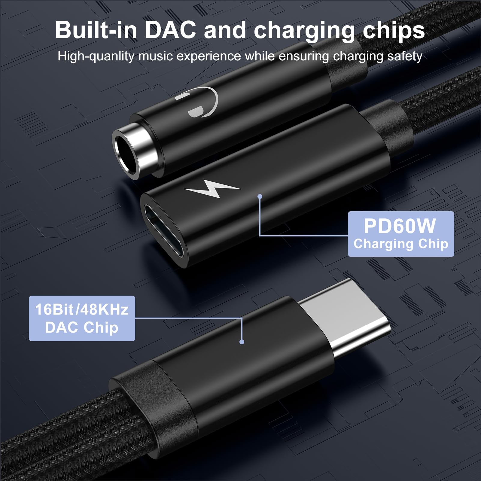 Samsung Galaxy S23 Headphone Adapter, 2 in 1 USB C to 3.5mm Aux Audio Jack with 60W Fast Charging Dongle Cable for Galaxy S24 S23 Ultra S22 S21 A14 A54 A13 Flip5, iPhone 15/15 Pro Max, Pixel 8 7 6 5 4
