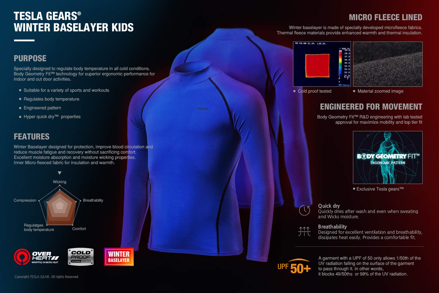 TSLA Kid's & Boy's and Girl's Thermal Long Sleeve Tops, Crew Neck Fleece Lined Compression Base Layer Shirts, Thermal Mock Neck Black, 16