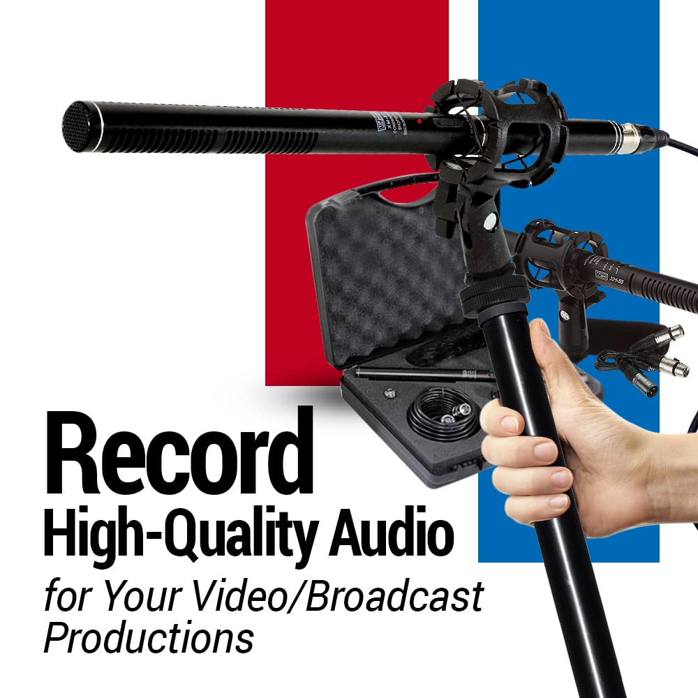 VidPro XM-55 13-Piece Professional Video & Broadcast Unidirectional Condenser Shotgun Microphone Kit - Complete Set Includes 2 Mounts Adapters Cables and More Perfect for Indoor and Outdoor Recording