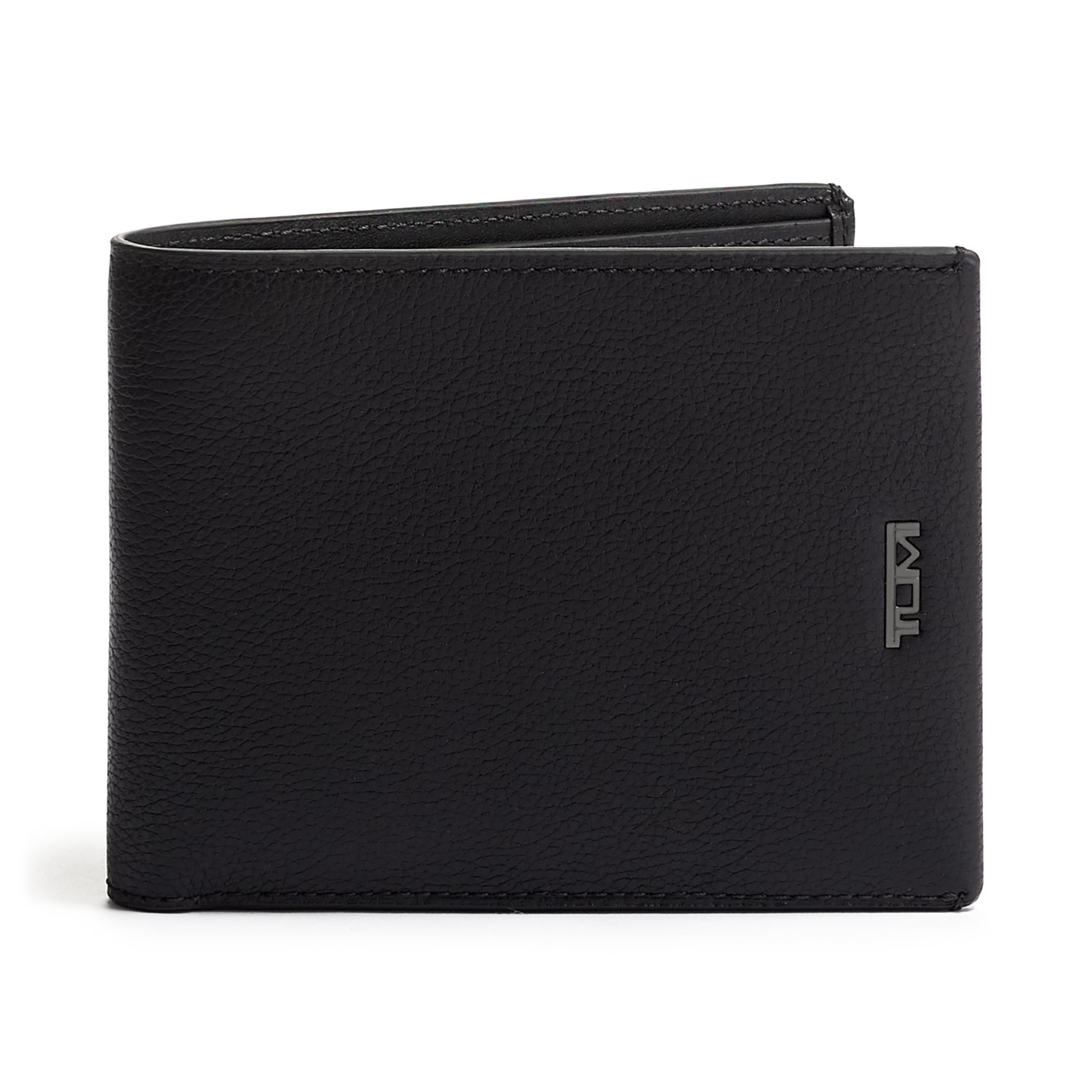 TUMI Nassau Double Billfold - Leather Billfold for Men & Women - Reliable Card Case - Men's Double Billfold Wallet with Multiple Card Slots, Bill Compartments, and an ID Window - Black Texture