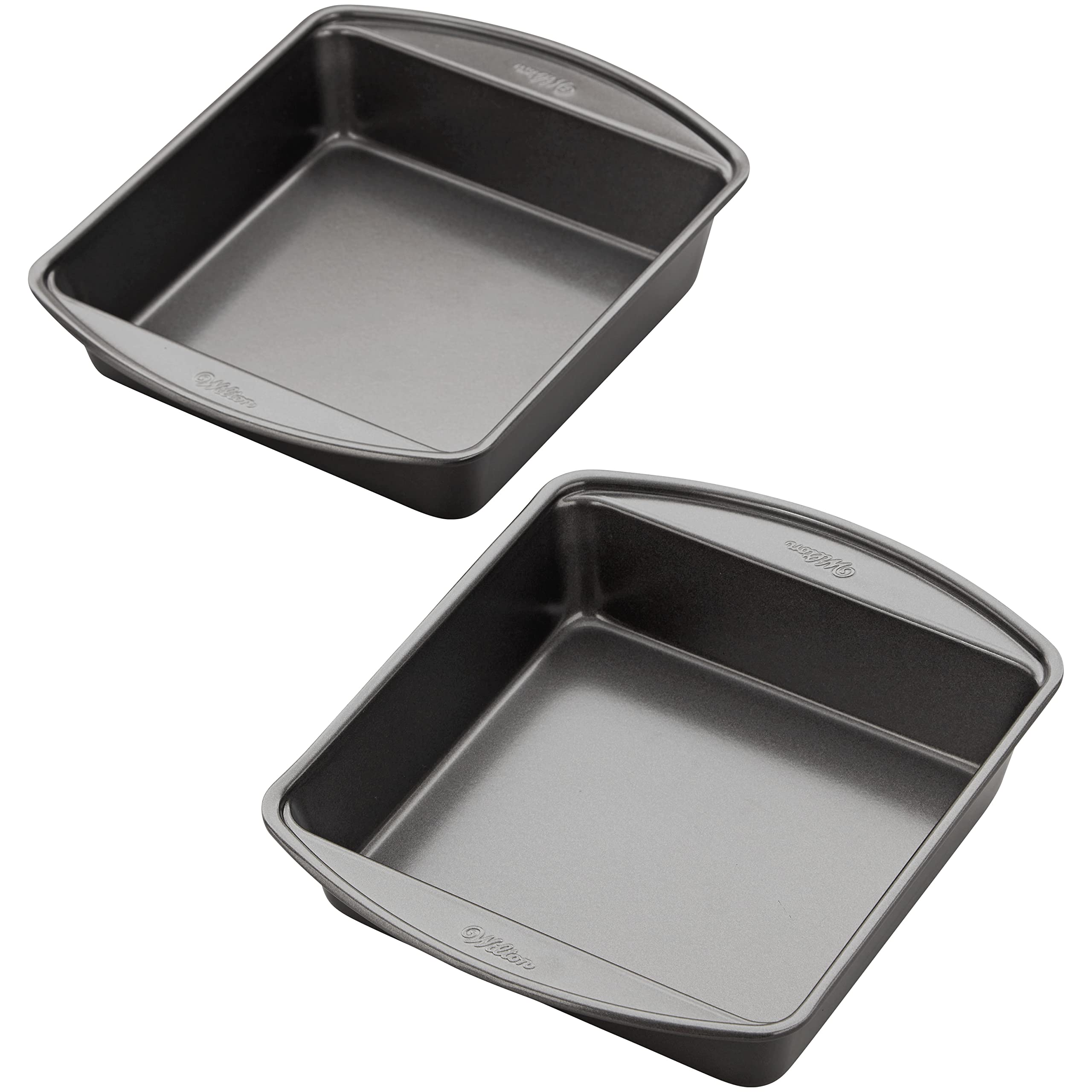 Wilton Perfect Results Premium Non-Stick 8-Inch Square Cake Pans, Set of 2, Steel Bakeware Set & Perfect Results Premium Non-Stick Bakeware Muffin Pan & Cupcake Pan, 12-Cup, Steel