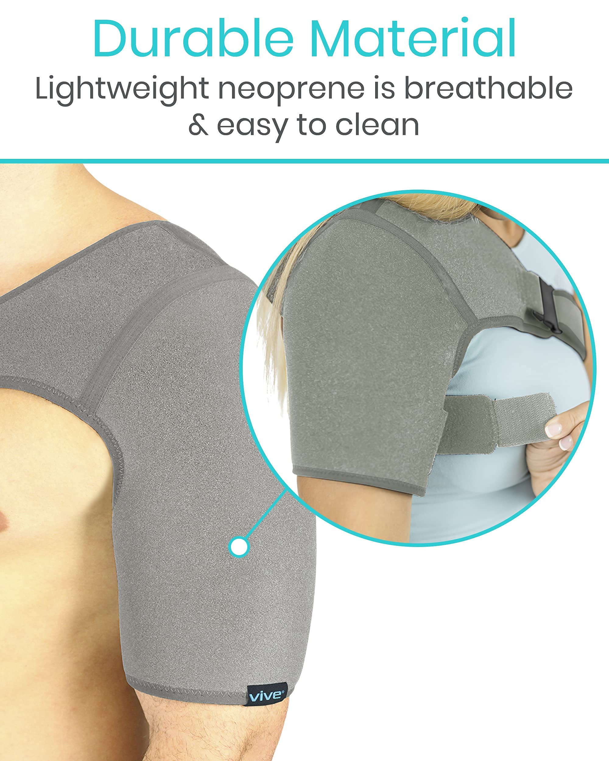 Vive Shoulder Brace - Rotator Cuff Compression Support - Men, Women, Left, Right Arm Injury Prevention Stabilizer Sleeve Wrap - Immobilizer for Dislocated AC Joint, Labrum Tear Pain (Black, Small)