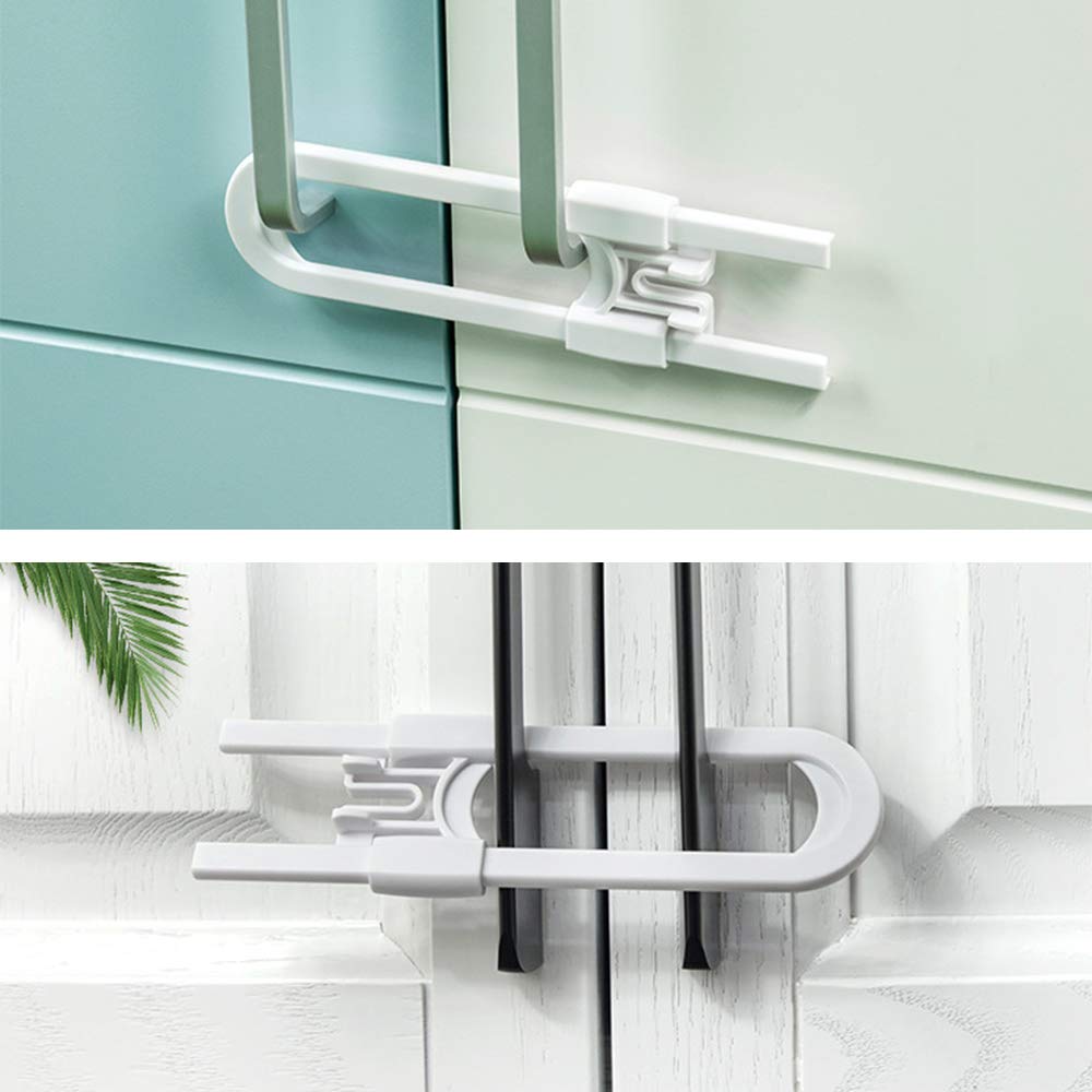 WeTest Upgraded Sliding Cabinet Locks 4 Pack Multi-Purpose Baby Proof Lock, Easy Install No Tools or Drilling Required For Child Safety