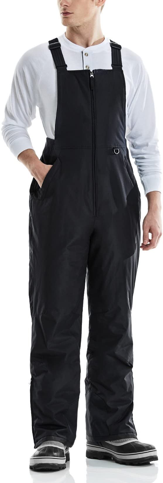 TSLA Men's Winter Snow Bibs, Waterproof Insulated Snowboard Overalls, Ripstop Windproof Ski Pants, Winter Ski Snow Overall Black, 3X-Large