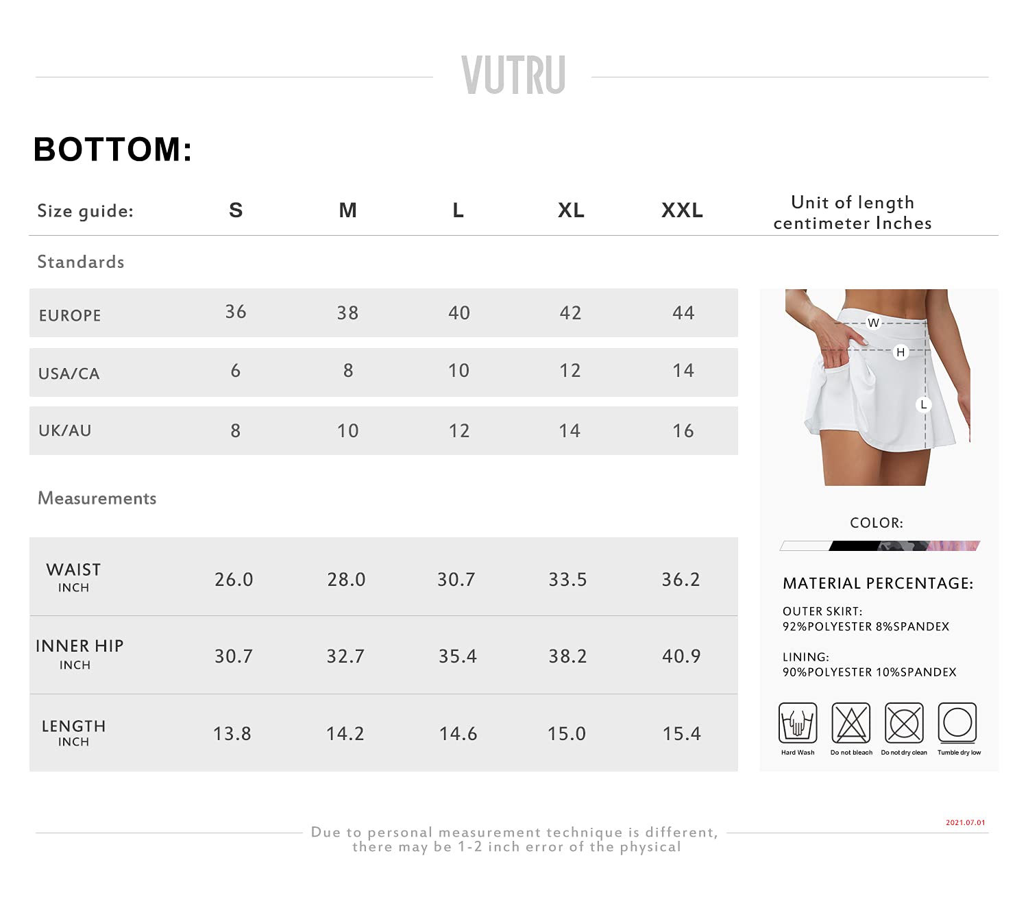 VUTRU Women's Tennis Skirts with Pockets High Waisted Pleated UV Protection Athletic Golf Skirt for Sport Running White