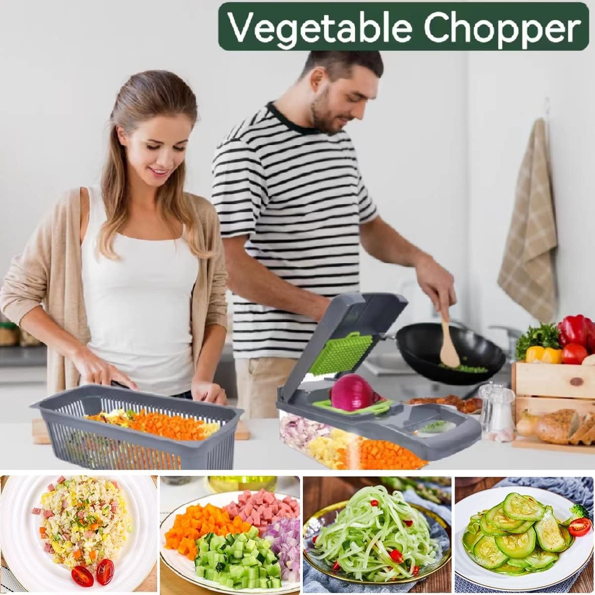 vegetable chopper Blue 12 in 1 multifunction food veggie slicer and chopper onion dicer vegetable cutter set egg slicer hand chopper for vegetables veggie cutter veggie slicer with container Kitchen