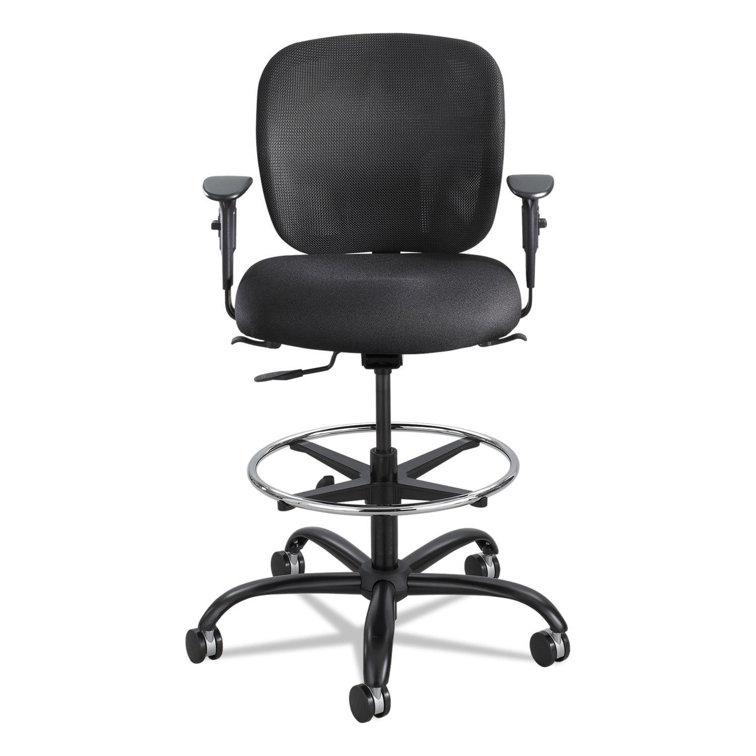 Safco 3394BL Vue Heavy-Duty Extended Height Stool Fabric Seat Nylon Mesh Back Black