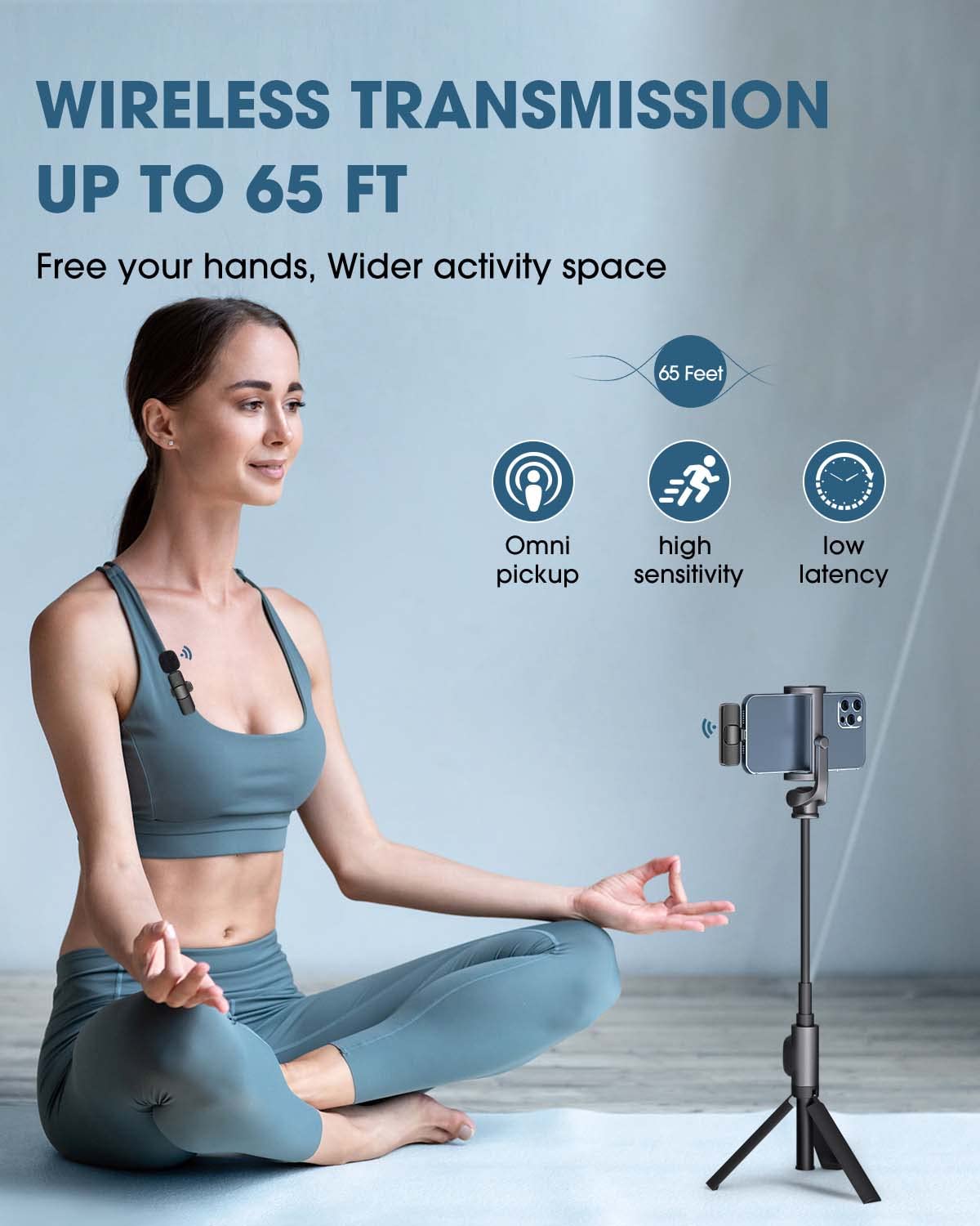 Wireless Lavalier Microphone for iPhone/iPad Video Recording Omnidirectional Lapel Lav Mic, Portable External Cordless Clip-on Mic for Recording, Youtube, Interview, Vlog, Live streaming Plug&Play