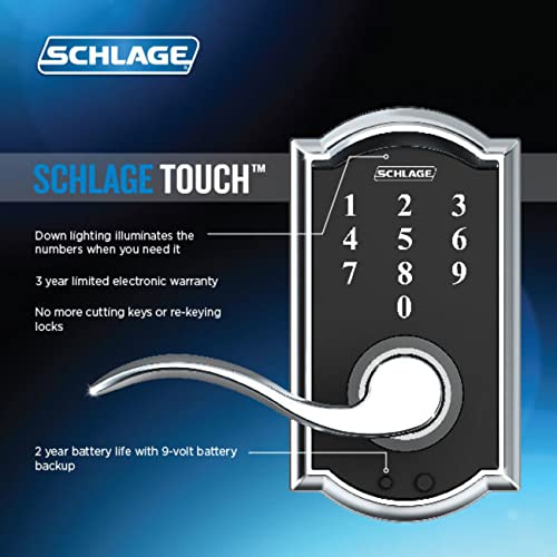 SCHLAGE Touch Camelot Lock with Accent Lever (Aged Bronze) FE695 CAM 716 Acc