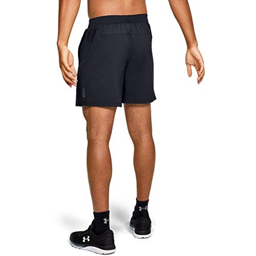 Under Armour Qualifier Speedpocket 7'' Linerless Running Short, Black (001)/Reflective, XX-Large