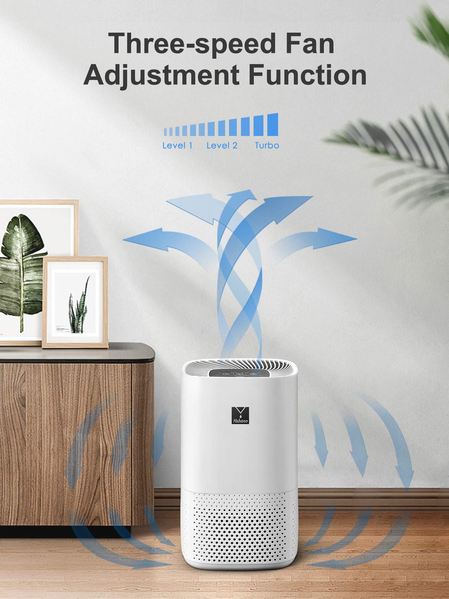 Yabano Air Purifiers Smoke Air Cleaner for Home Bedroom, 215 ft² Coverage, 20db Ultra Quiet, H13 True HEPA Filter 99.97% Effectively Remove Air Pollutants