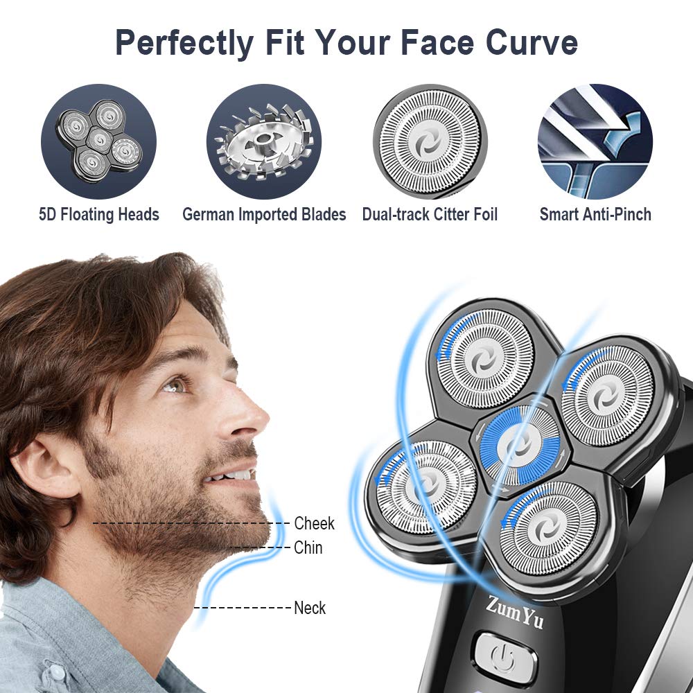 Upgrade 6 in 1 Head Shavers For Bald Men- Waterproof Electric Shavers For Men, Cordless Rechargeable Face Nose Trimmer, Men’s Electric Razor With LED Display