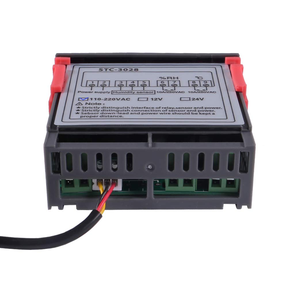 STC-3028 AC 110-220V 10A Digital Temperature Controller Dual Display Thermostat Thermoregulator Heating Cooling Switch Digital Hygrometer with SHT20 Probe (AC 110-220V)