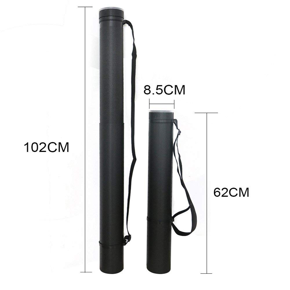 TOPARCHERY Telescopic Tube Archery Arrow Quiver Arrows Holder Case Shoulder Strap Belt Hunting 63cm - 100cm (Black 1)
