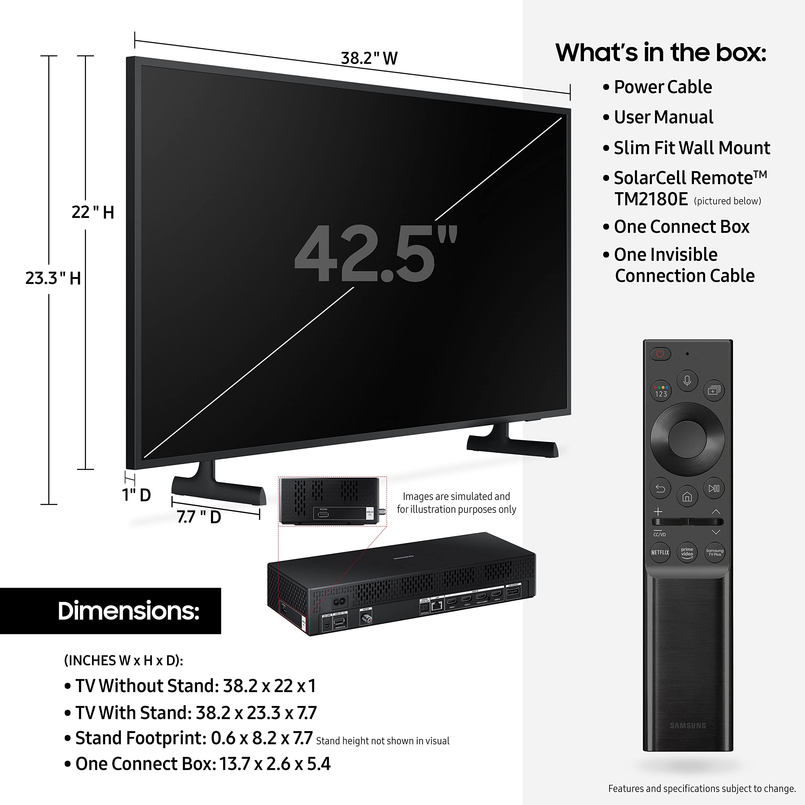 SAMSUNG QN43LS03A / QN43LS03AA / QN43LS03AA 43 inch The Frame QLED 4K Smart TV (Renewed)